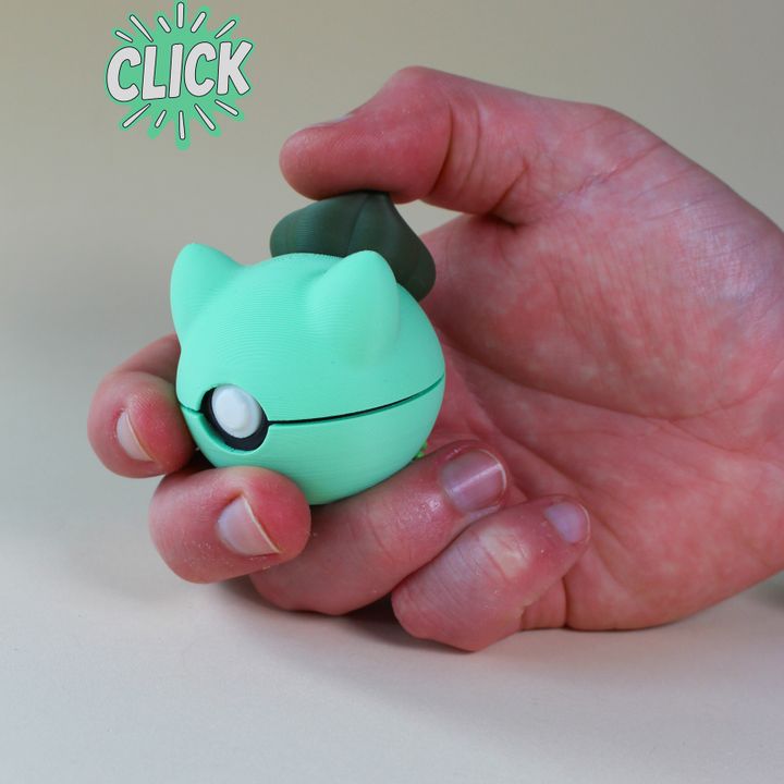 3D Printable Bulbasaur Ball Fidget Clicker Kaychain by Clickify 3D